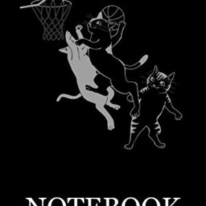 Basketball Cats Minimalist Black Notebook Dot Grid | Christmas gift | 7x10 125 pages simple dot grid| Basketball Cats black matte notebook