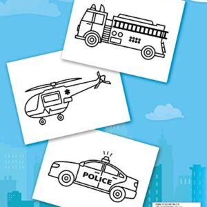 Toddler Rescue Vehicles Coloring Book: 25 big, simple and fun designs, Ages 2-4, 8.5x11 Inches