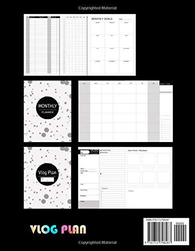 Vlog Plan: Vlogger planner & Organizer 8.5 x 11 " Black cover : Monthly Planner (12 months) & to do a vlog plan ( 100 projects ) , time management, ... , storyboard (Asia Vlog Planning Notebooks)