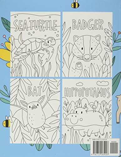 100 Animals for Toddler Coloring Book: My First Big Book of Easy Educational Coloring Pages of Animal Letters A to Z for Boys & Girls, Little Kids, Preschool and Kindergarten