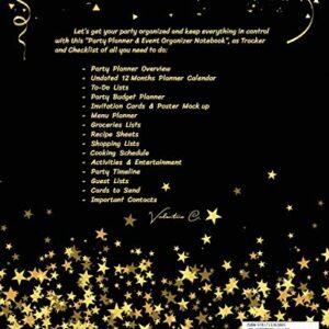 Party Planner and Event Organizer Notebook: Event Planner Organizer, Holiday Party Planning Management, Calendar, To-Do List, Decor Idea, Guest List, ... List, Budget , Gold Star & Black Cover