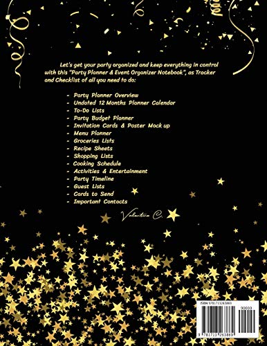 Party Planner and Event Organizer Notebook: Event Planner Organizer, Holiday Party Planning Management, Calendar, To-Do List, Decor Idea, Guest List, ... List, Budget , Gold Star & Black Cover