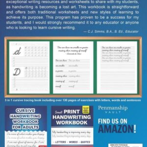 Cursive Handwriting Workbook for Teens: Learning Cursive with Inspirational Quotes for Young Adults, 3 in 1 Cursive Tracing Book Including over 130 Pages of Exercises with Letters, Words and Sentences