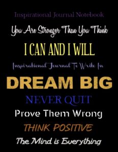 inspirational journals notebook you are stronger than you think - i can and i will - dream big: never quit - prove them wrong - think positive - the ... (inspirational journals to write in)