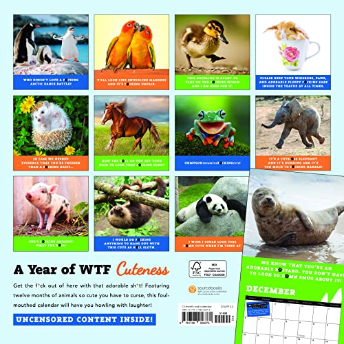 2023 Too F*cking Cute Animals Wall Calendar: A Year of D*mn Adorable Animals (Funny Monthly Calendar & White Elephant Gag Gift for Animal Lovers)