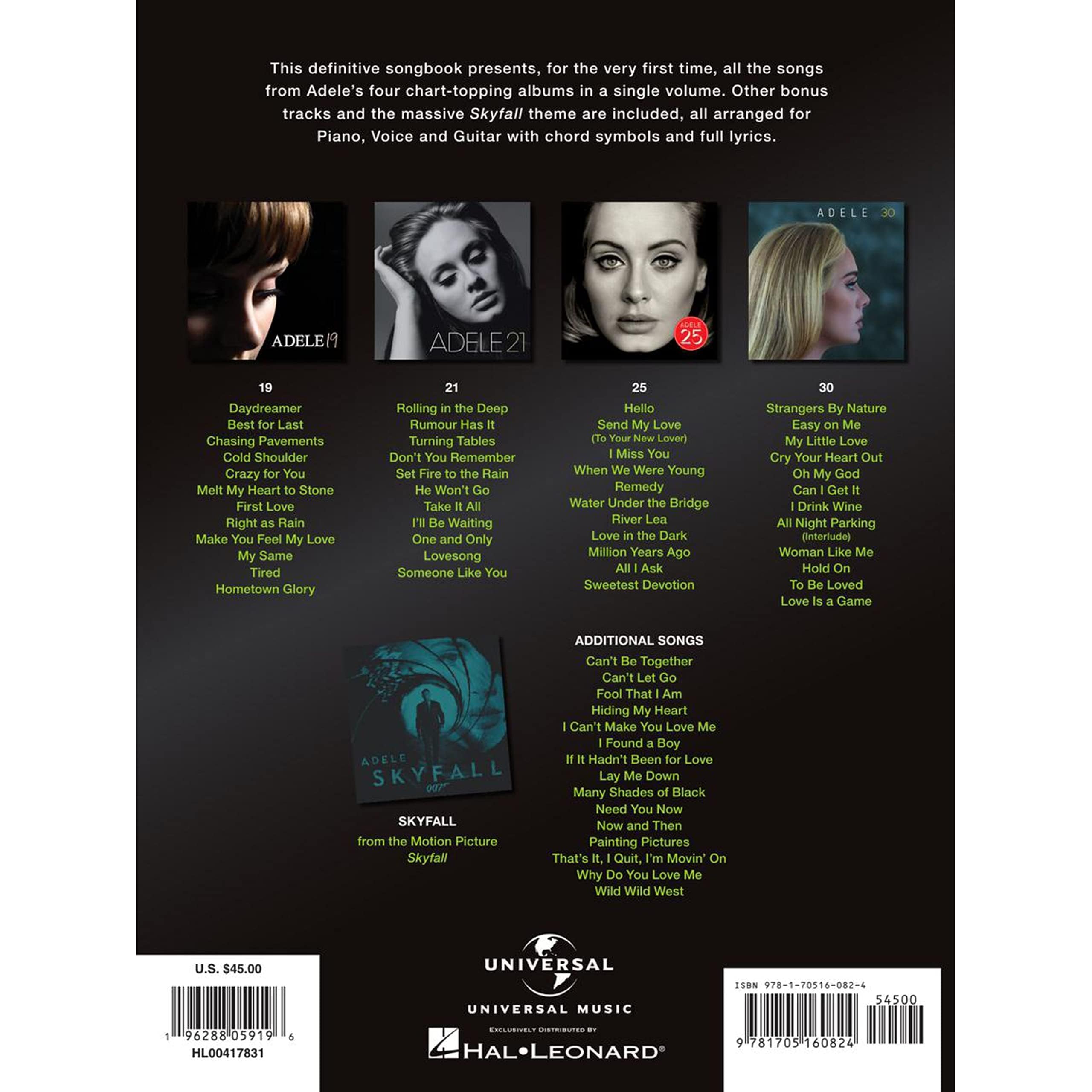 Adele: The Complete Collection - 62 Songs Arranged for Piano, Voice and Guitar