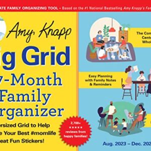 2024 Amy Knapp's Big Grid Family Organizer Wall Calendar: 17-Month Giant Fridge Calendar for Mom with 175+ Stickers (Hanging Family Plan Calendar, Thru December 2024)