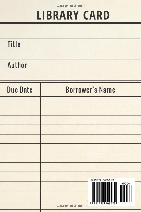 Library Card: Due Date Card Notebook Journal For Librarians Book Lovers