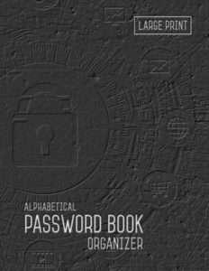 password book organizer alphabetical: 8.5 x 11 password notebook with tabs printed | smart black design