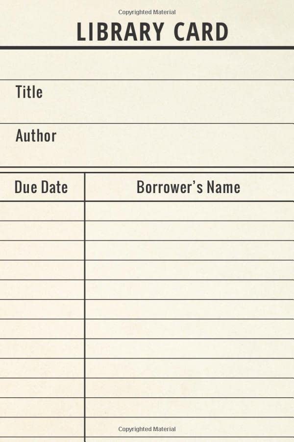 Library Card: Due Date Card Notebook Journal For Librarians Book Lovers