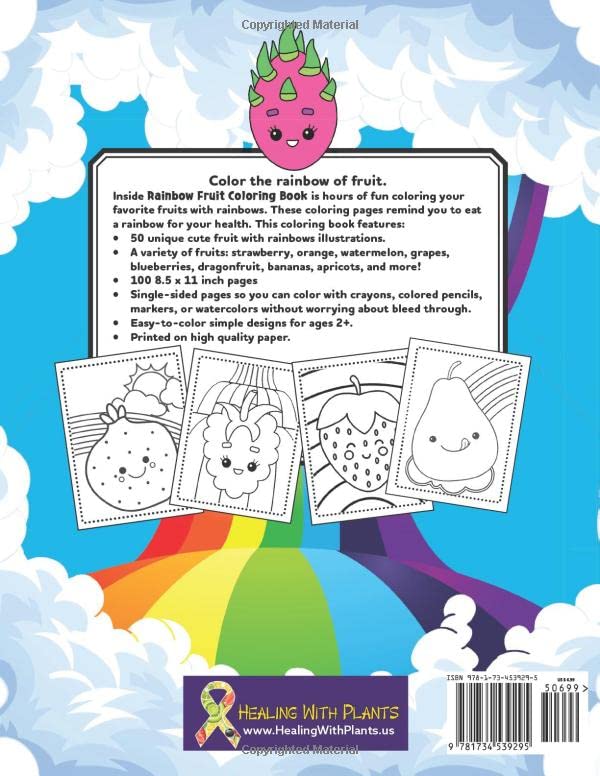 Rainbow Fruit Coloring Book: Cute Coloring Book for Kids Ages 2-6