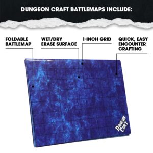 DUNGEON CRAFT Battlemaps Board Game, Battle Mat for Dungeons and Dragons, Double-Sided Gloss Laminated DND Mat, Wet and Dry Erase Board, Table Top Games (Ocean Pack, 24"x33"/1" Grid)