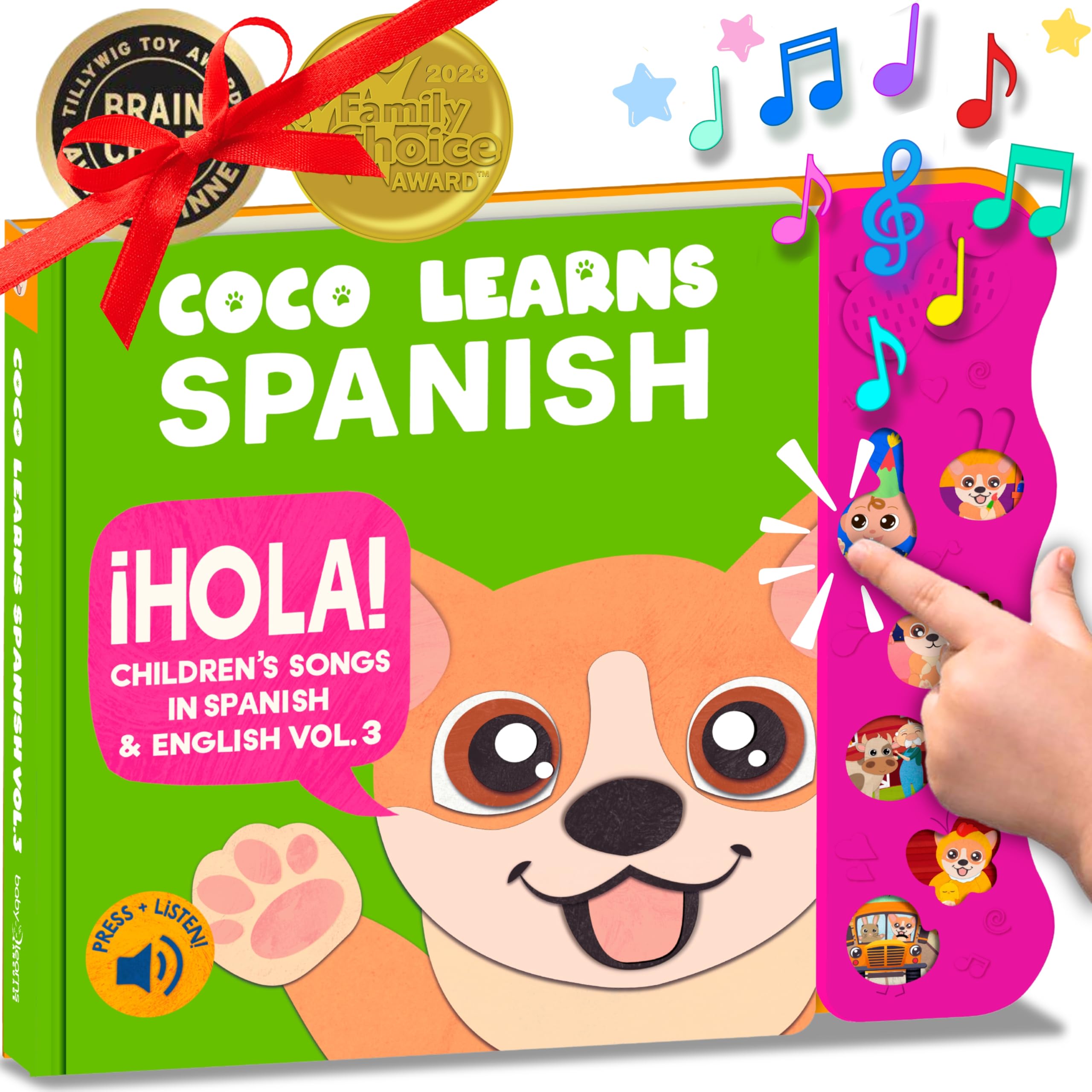 Coco Learns Spanish Vol. 3 | Musical Spanish Books for Kids 1-3, Spanish Toys for Babies & Toddlers 1-3, Baby & Toddler Spanish Books, Bilingual Learning Toys for 1 Year Old, Libros Para Bebes Español