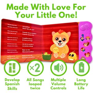 Coco Learns Spanish Vol. 3 | Musical Spanish Books for Kids 1-3, Spanish Toys for Babies & Toddlers 1-3, Baby & Toddler Spanish Books, Bilingual Learning Toys for 1 Year Old, Libros Para Bebes Español