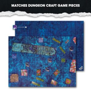 DUNGEON CRAFT Battlemaps Board Game, Battle Mat for Dungeons and Dragons, Double-Sided Gloss Laminated DND Mat, Wet and Dry Erase Board, Table Top Games (Ocean Pack, 24"x33"/1" Grid)