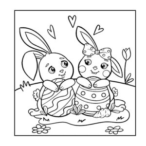 Easter Coloring Book For Kids: Cute and Simple Easter Bunny, Eggs and Spring Illustrations for Kids Ages 4-8, Perfect Easter Basket Stuffer for Young Children