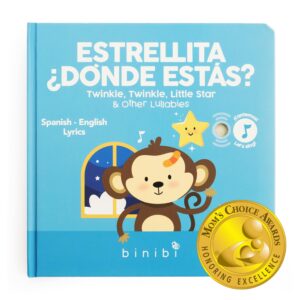 binibi spanish musical book for toddlers 1-3 estrellita ¿dónde estás? & other nursery rhymes | spanish learning for kids | bilingual children's book | sound book | libro en español para bebés