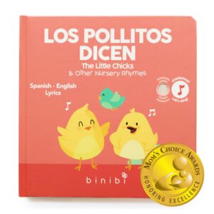 binibi spanish musical book for babies & toddlers 1-3 los pollitos dicen & other nursery rhymes | spanish learning for kids | bilingual children's book | sound book | libro en español para bebés