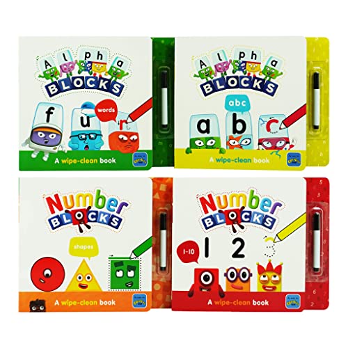 Numberblocks and Alphablocks: My First Numbers and Letters 4 Book Wipe-Clean Box Set (pen included): a set of 4 wipe-clean books (pens included)