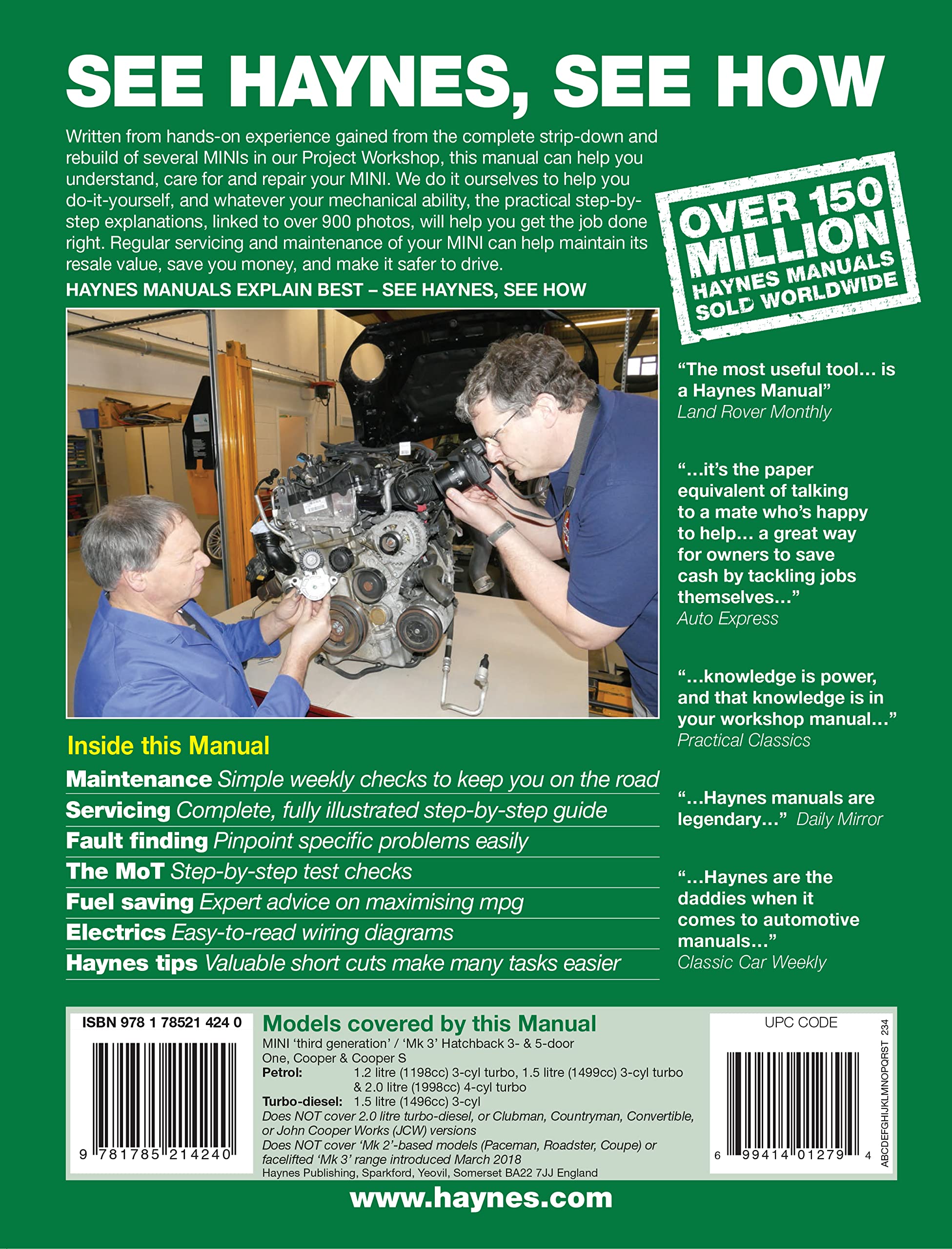 Mini Petrol & Diesel (Mar '14 - '18) Haynes Repair Manual (Paperback)