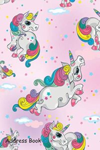 address book: include alphabetical index with seamless pattern magic unicorns