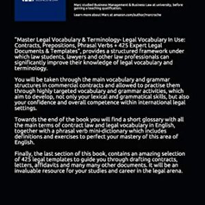 Master Legal Vocabulary & Terminology- Legal Vocabulary In Use: Contracts, Prepositions, Phrasal Verbs + 425 Expert Legal Documents & Templates in ... Legal Writing, Vocabulary & Terminology)