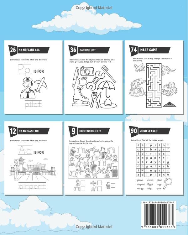 The Airplane Activity Book for Kids: 100 Flight Activities To Do On Planes For Kids: Puzzles, Mazes, Dot-To-Dot And Drawing Activities to Keep Kids Busy And Happy! (Travel Gift For Kids)