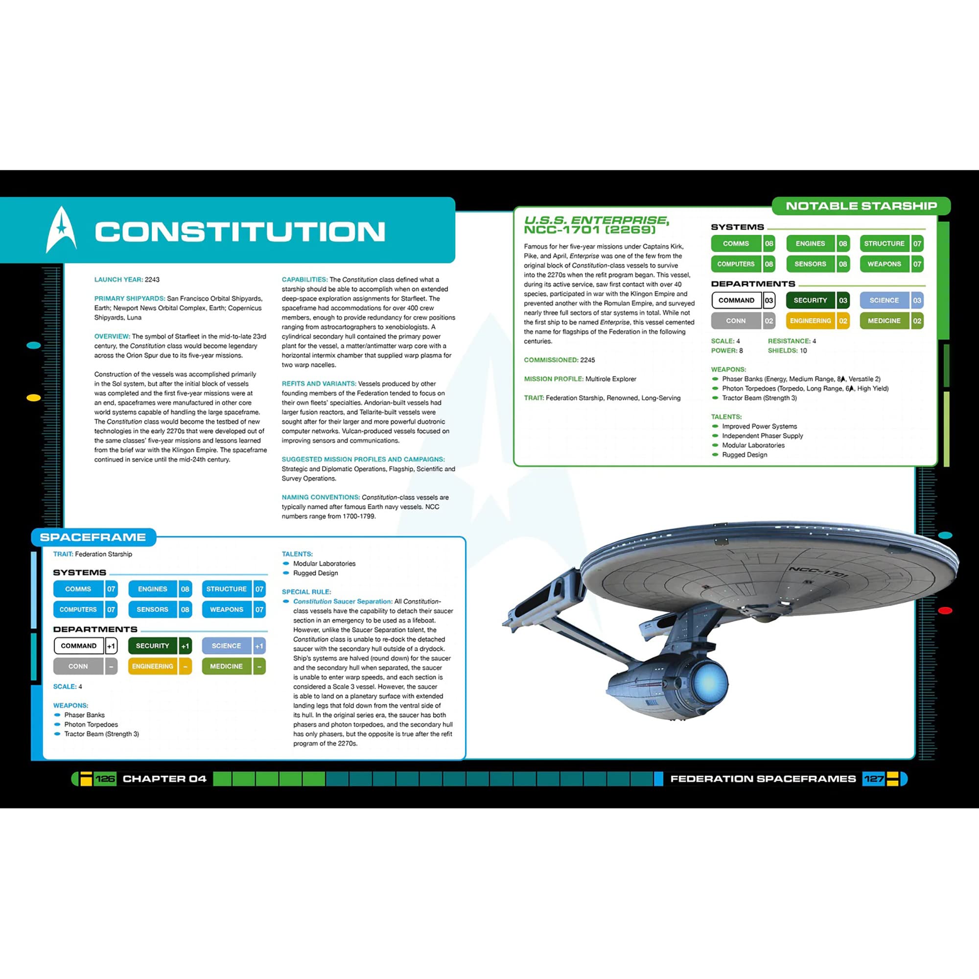 Modiphius Entertainment Star Trek Adventures: Utopia Planitia Starfleet Sourcebook TOS Collector's Edition - Hardcover Expansion RPG Book