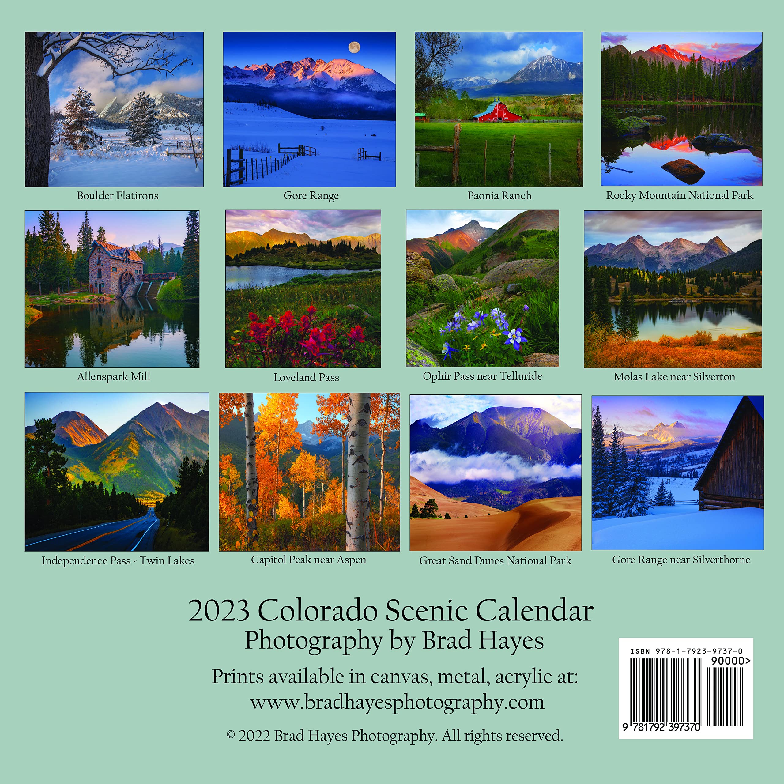 Colorado Calendar 2023 Scenic Landscapes 12X12" Wall Calendar