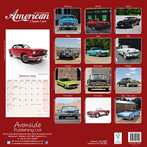 Classic Car Calendar 2023 - American Classic Cars 2023 Calendar by Avonside