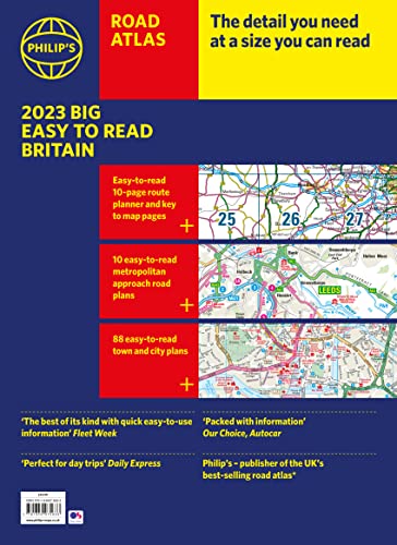 2023 Philip's Big Easy to Read Road Atlas Britain: (Spiral A3)