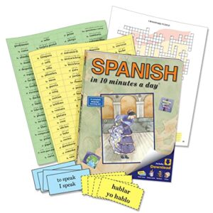 SPANISH in 10 minutes a day: Language course for beginning and advanced study. Includes Workbook, Flash Cards, Sticky Labels, Menu Guide, Software, ... Grammar. Bilingual Books, Inc. (Publisher)