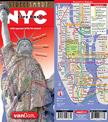 StreetSmart NYC Five Boro Map by VanDam-Laminated pocket city street map w/ attractions in Metro NYC & all 5 boros of NY City: Manhattan, Brooklyn, ... ... new Subway Map – Folded Map 2025 Edition