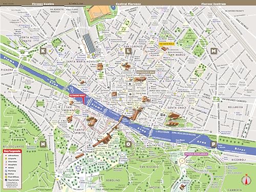 StreetSmart® Florence Map by VanDam ― Laminated pocket size Center City Street Map of Florence Italy with six distinct walking tours showing all ... Edition) Map – 2024 International Edition