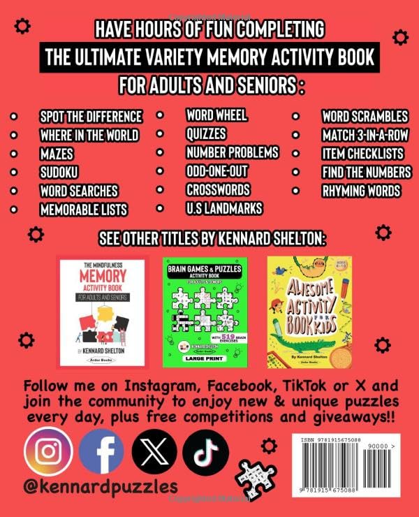 The Ultimate Variety Memory Activity Book For Adults and Seniors: Fun & Relaxing Memory Activities, Brain Games and Puzzles