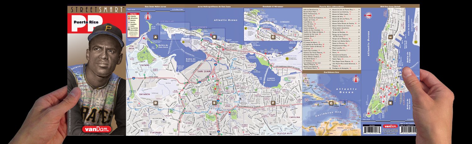 StreetSmart Puerto Rico by VanDam — Laminated pocket size Island Street & Freeway Map to Puerto Rico complete with all attractions, beaches, resorts, ... and shopping plus Old San Juan Detail Map