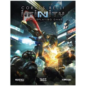 modiphius entertainment infinity: tags (tactical armoured gears) - paperback book, rpg