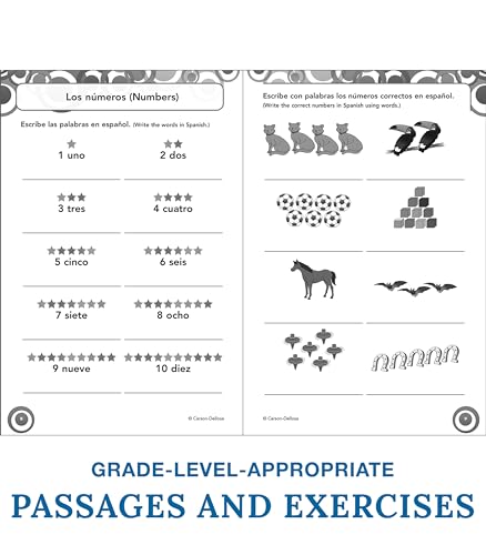 Carson Dellosa Skill Builders Grades K–5 Spanish Workbook for Kids, Spanish Vocabulary Builder for Kids Ages 5-11, Kindergarten―5th Grade Workbook, Learn Spanish Numbers, Alphabet, Vocabulary & More