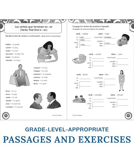 Carson Dellosa Skill Builders Level 2 Spanish Workbook for Kids Grades 6-8, Spanish Vocabulary Builder for Kids Ages 11-14, 6th– 8th Grade Spanish Workbook, Learn Spanish Parts of Speech, Time & More