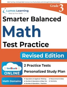 sbac test prep: 3rd grade math common core practice book and full-length online assessments: smarter balanced study guide with performance task (pt) ... testing (cat) (sbac by lumos learning)