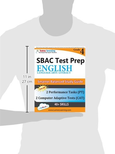 SBAC Test Prep: Grade 4 English Language Arts Literacy (ELA) Common Core Practice Book and Full-length Online Assessments: Smarter Balanced Study Guide (SBAC by Lumos Learning)