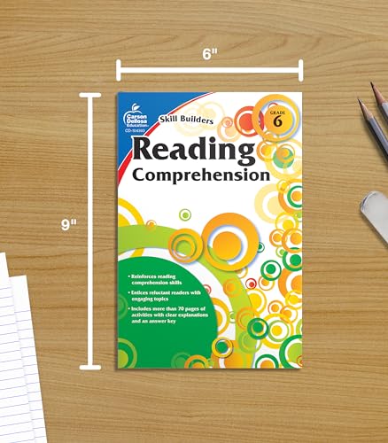 Carson Dellosa Skill Builders Reading Comprehension Grade 6 Workbook, Middle School Reading Passages and Vocabulary Builder for Kids Ages 11-12, 6th Grade Reading Comprehension Workbook