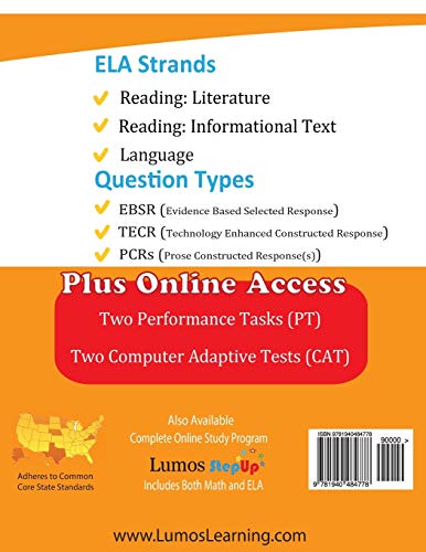 SBAC Test Prep: Grade 5 English Language Arts Literacy (ELA) Common Core Practice Book and Full-length Online Assessments: Smarter Balanced Study Guide (SBAC by Lumos Learning)