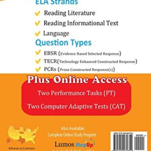 SBAC Test Prep: Grade 3 English Language Arts Literacy (ELA) Common Core Practice Book and Full-length Online Assessments: Smarter Balanced Study Guide (SBAC by Lumos Learning)