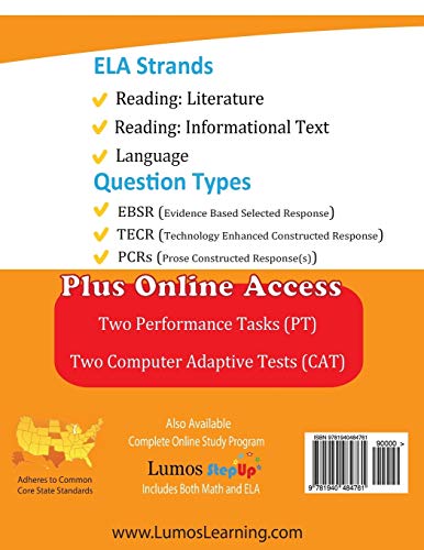 SBAC Test Prep: Grade 4 English Language Arts Literacy (ELA) Common Core Practice Book and Full-length Online Assessments: Smarter Balanced Study Guide (SBAC by Lumos Learning)