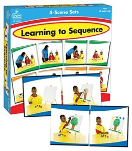 carson dellosa education carson dellosa learning to sequence pre-reading puzzle game set for kids, preschool learning activity, storytelling game for classroom and homeschool (42 pc), 9" x 2" x 9"