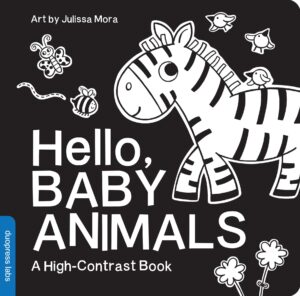 hello, baby animals: a black-and-white board book for babies that helps visual development (high-contrast books)