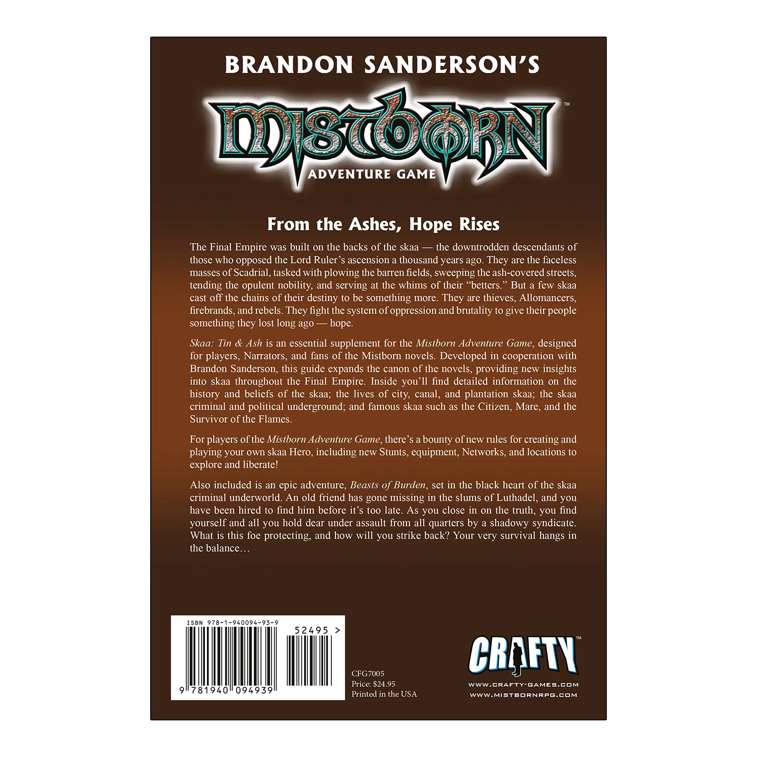 Mistborn: Skaa: Tin & Ash Rebellion Role-Playing - 2-6 Players, 1-2 Hours Gameplay, Ages 13+