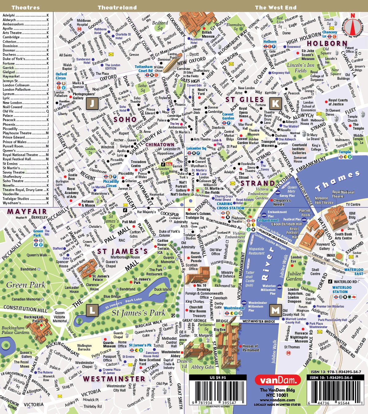 StreetSmart® London Map by VanDam - City Center Street Map of London, England - Laminated folding pocket size city travel and Tube map with all museums, attractions, hotels and sights; 2024 Edition