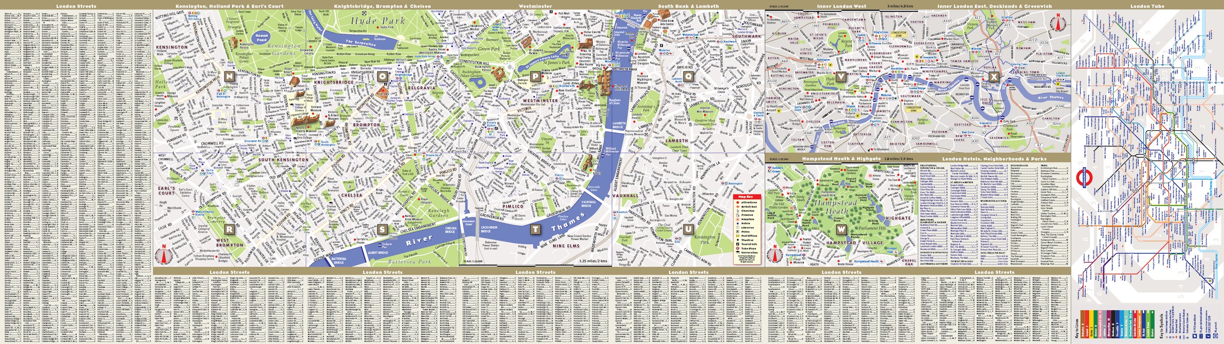 StreetSmart® London Map by VanDam - City Center Street Map of London, England - Laminated folding pocket size city travel and Tube map with all museums, attractions, hotels and sights; 2024 Edition